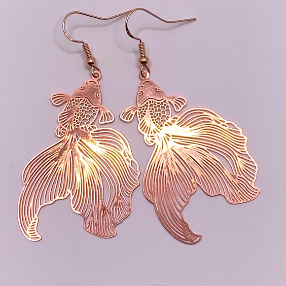 Jewelry | Beautiful Gold Fish Koi Fish Rose Gold Tone With Ss With Rose ...